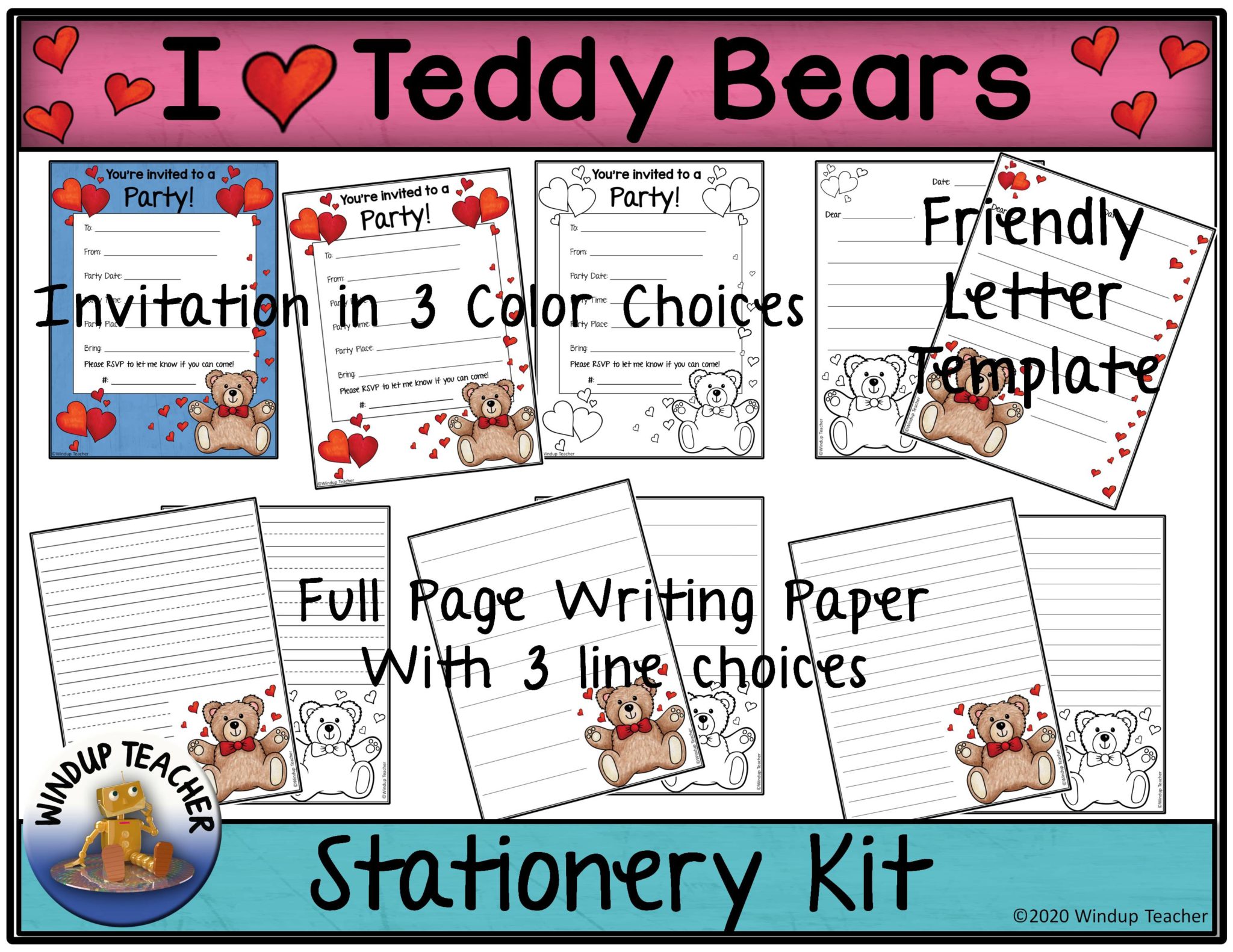 Teddy Bear Writing Paper | Color & B&W Activity Sheets | Made By Teachers