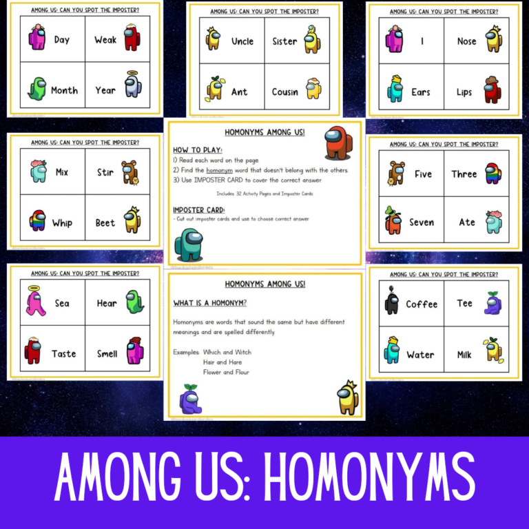 Among Us Grammar Activity | Homonyms - Made By Teachers