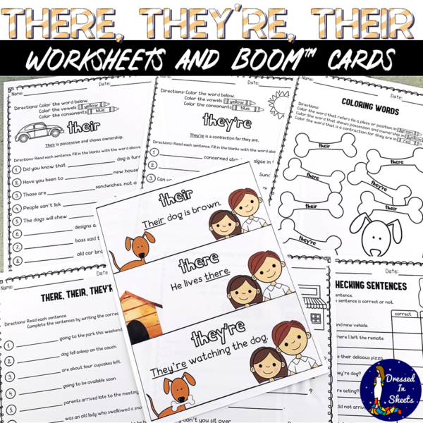 There They're Their Worksheets and BOOM cards | Made By Teachers