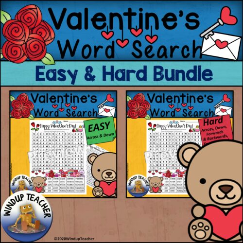 Valentine's Day Word Search BUNDLE - Easy and Hard Bundle | Made By ...