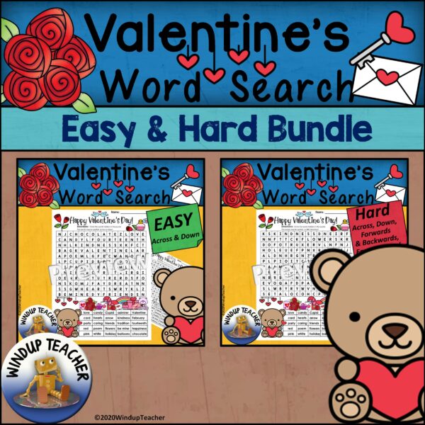 Valentine's Day Word Search BUNDLE - Easy and Hard Bundle | Made By ...