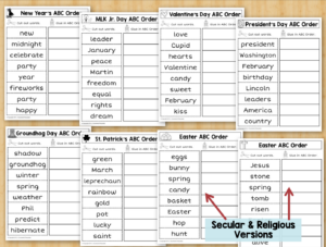 ABC Order Alphabetical Order Worksheets Whole Year - Made By Teachers