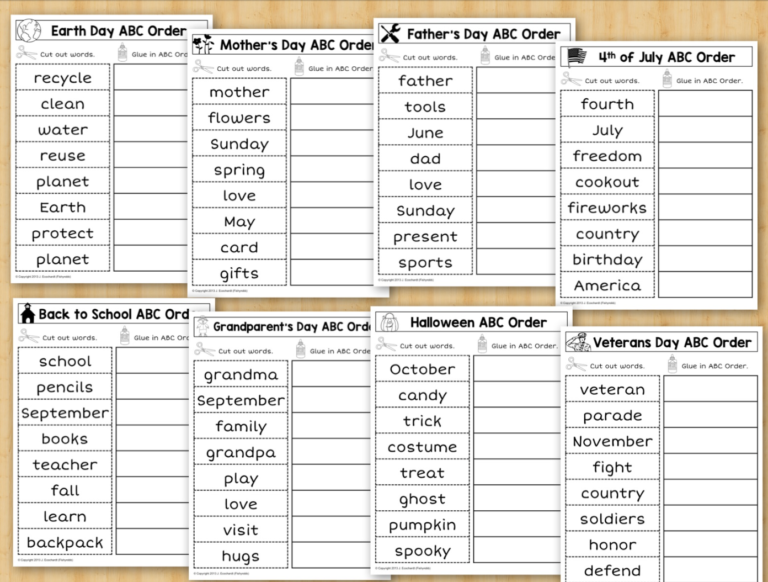 ABC Order Alphabetical Order Worksheets Whole Year - Made By Teachers