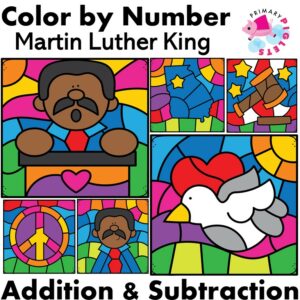 Martin Luther King Jr Addition and Subtraction Color by Number Bundle ...