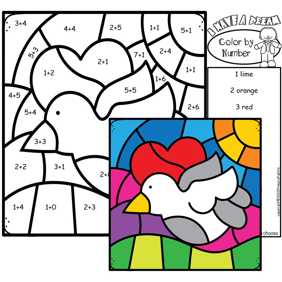 Martin Luther King Jr Addition Color by Number Bundle | Made By Teachers