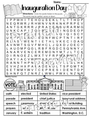 Inauguration Day Word Search | EASY Puzzle | Ready to Go! - Made By ...