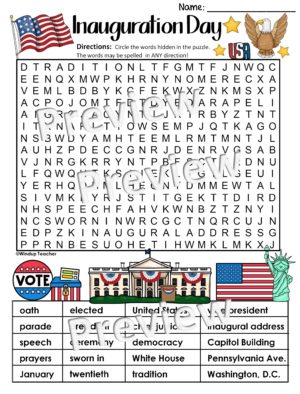 Inauguration Day Word Search | HARD Puzzle | Ready to Go! - Made By ...