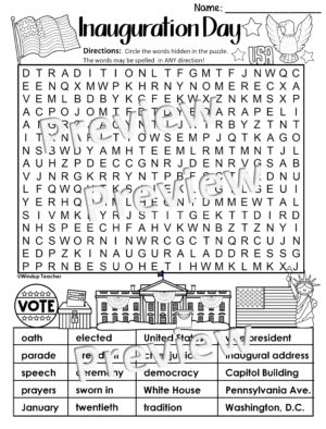 Inauguration Day Word Search | HARD Puzzle | Ready to Go! - Made By ...