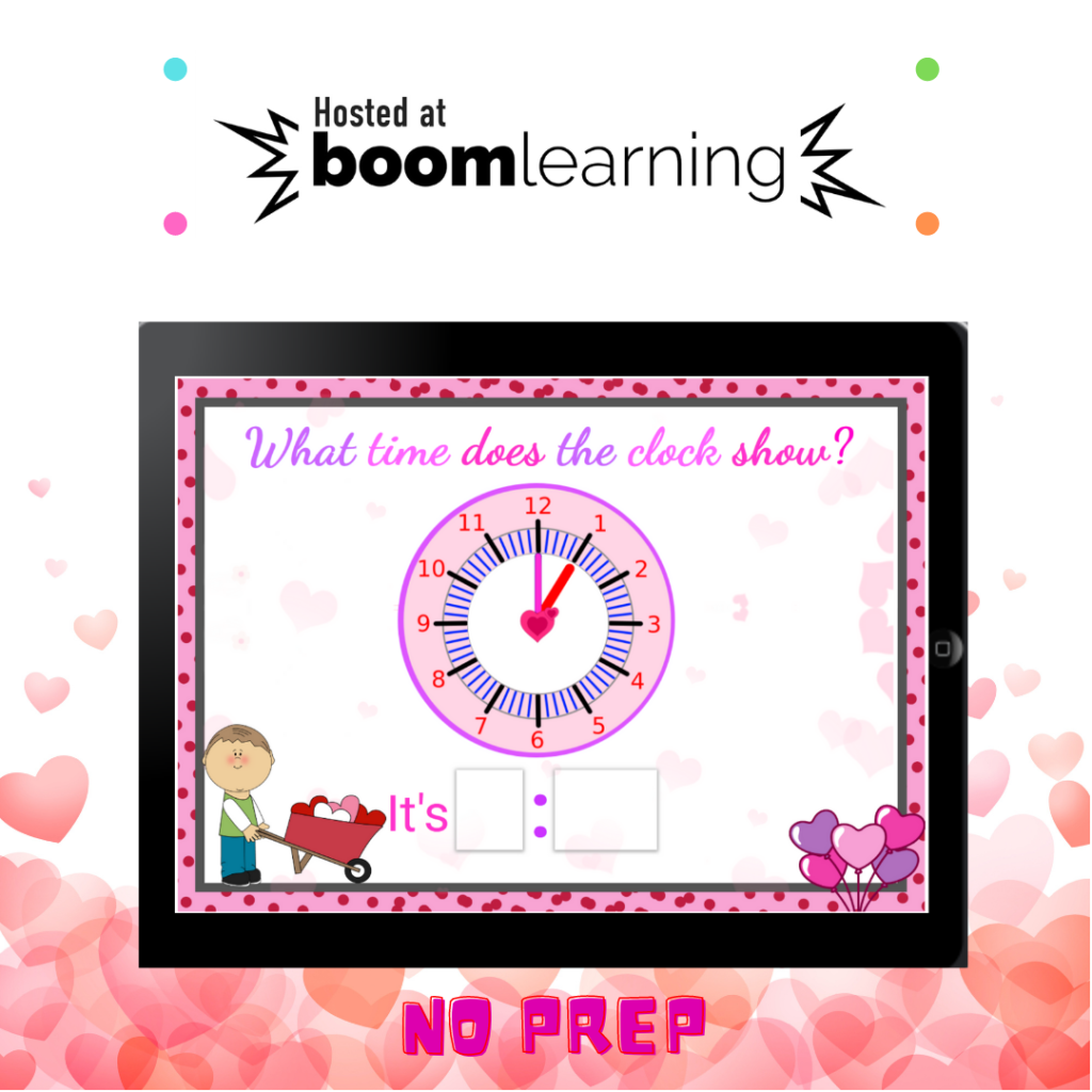 Valentines Day Tell and Write Time (hour and half-hour) Math Boom Cards ...
