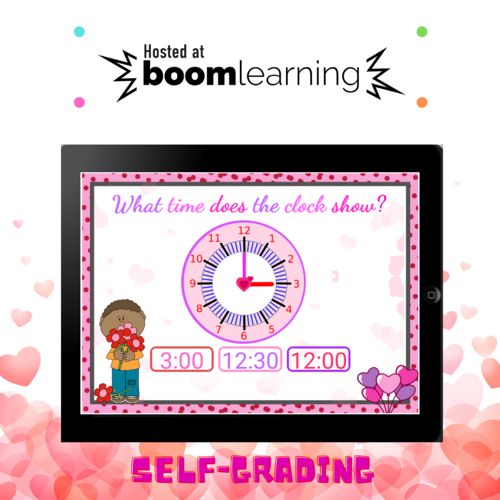 Valentines Day Tell and Write Time (hour and half-hour) Math Boom Cards ...