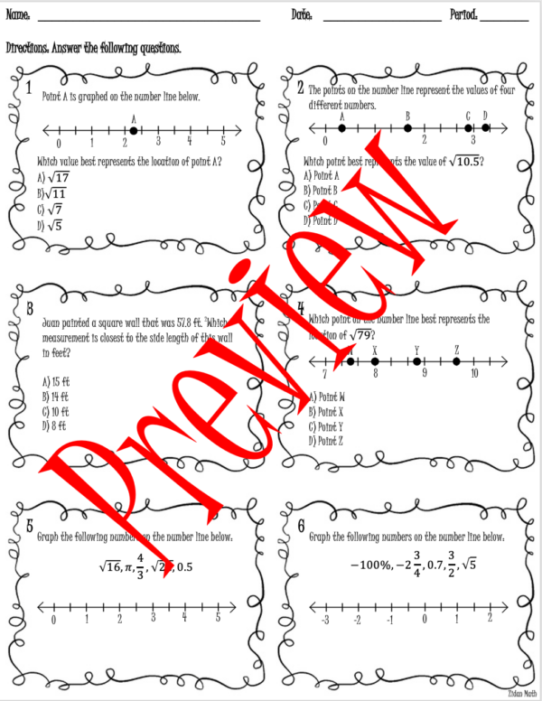 Approximating Irrational Numbers Task Cards (TEK 8.2B STAAR Level ...
