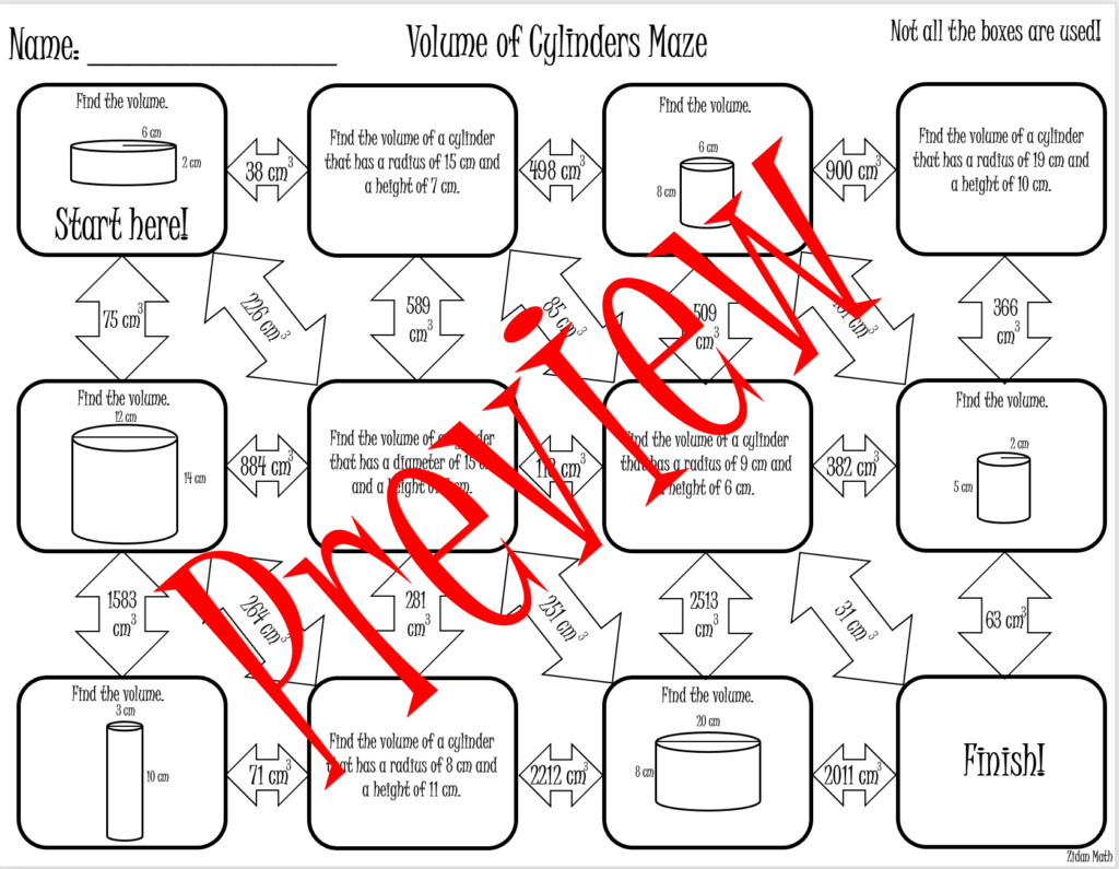 Volume of Cylinders, Cones, & Spheres Maze Bundle (TEK 8.6A/8.7A ...