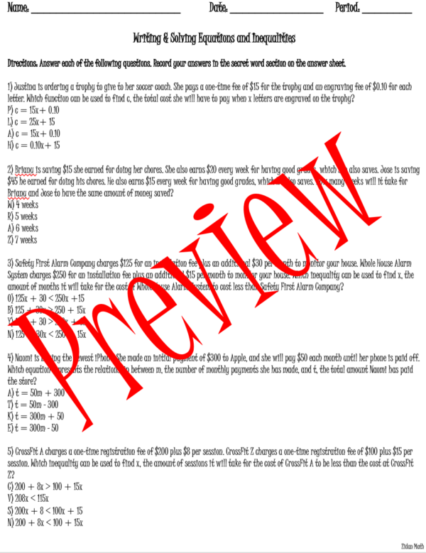 Everything About Equations Bundle TEK 8.4B/8.4C/8.5I/8.8A/8.8C STAAR ...