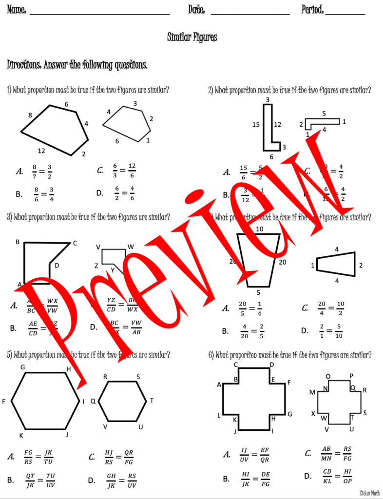 Similar Figures Worksheet (TEK 8.3A STAAR Level Questions) | Made By ...