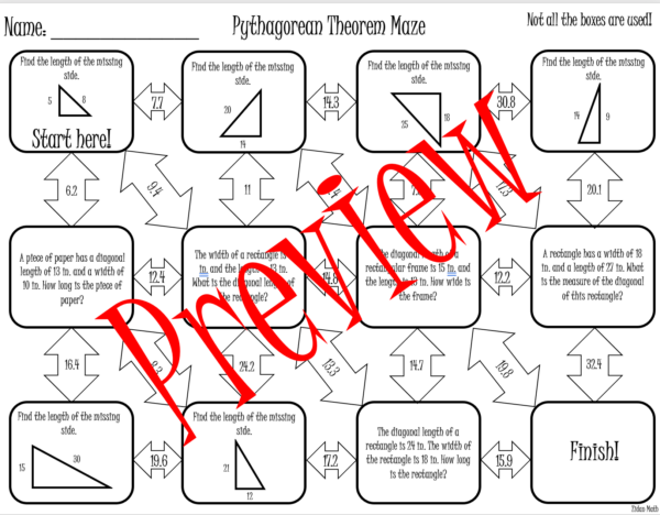 Pythagorean Theorem Maze (TEK 8.7C) - Made By Teachers