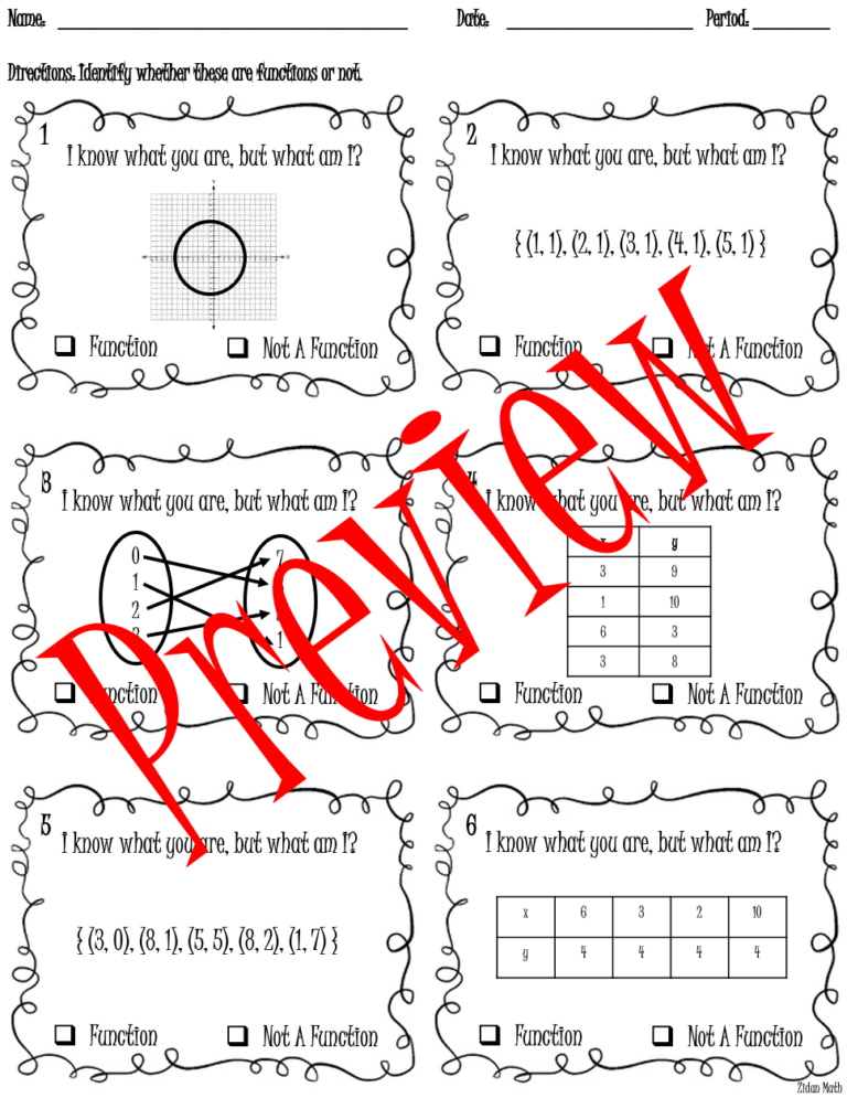 Functions Task Cards (Tables, Graphs, Set of Points, & Mappings TEK 8 ...