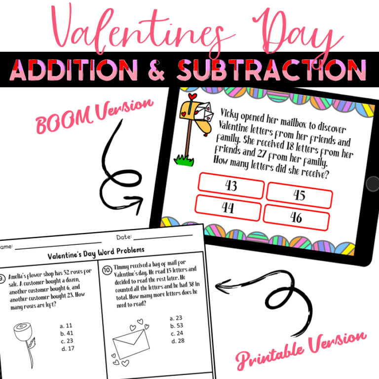 Valentine's Day Word Problems Addition and Subtraction | Made By Teachers