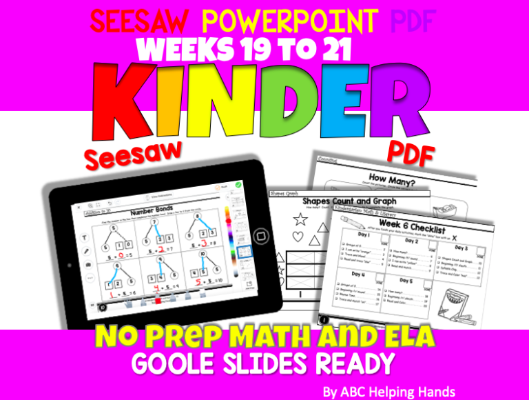 SEESAW Preloaded Kindergarten Work Weeks 19-21 - Made By Teachers