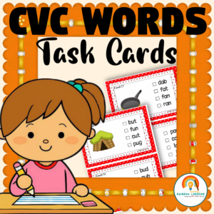 CVC Words Task Cards for Kindergarten - Made By Teachers
