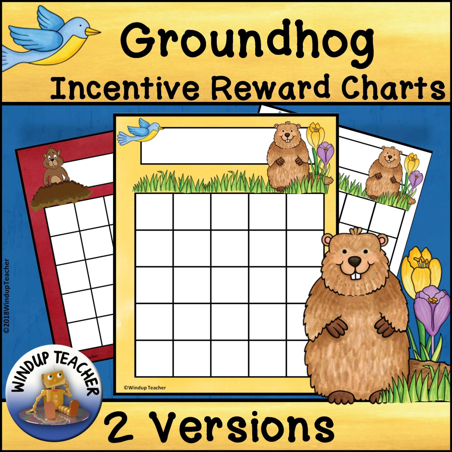 Groundhog Sticker Charts | 2 Designs in Multiple Colors | Made By Teachers