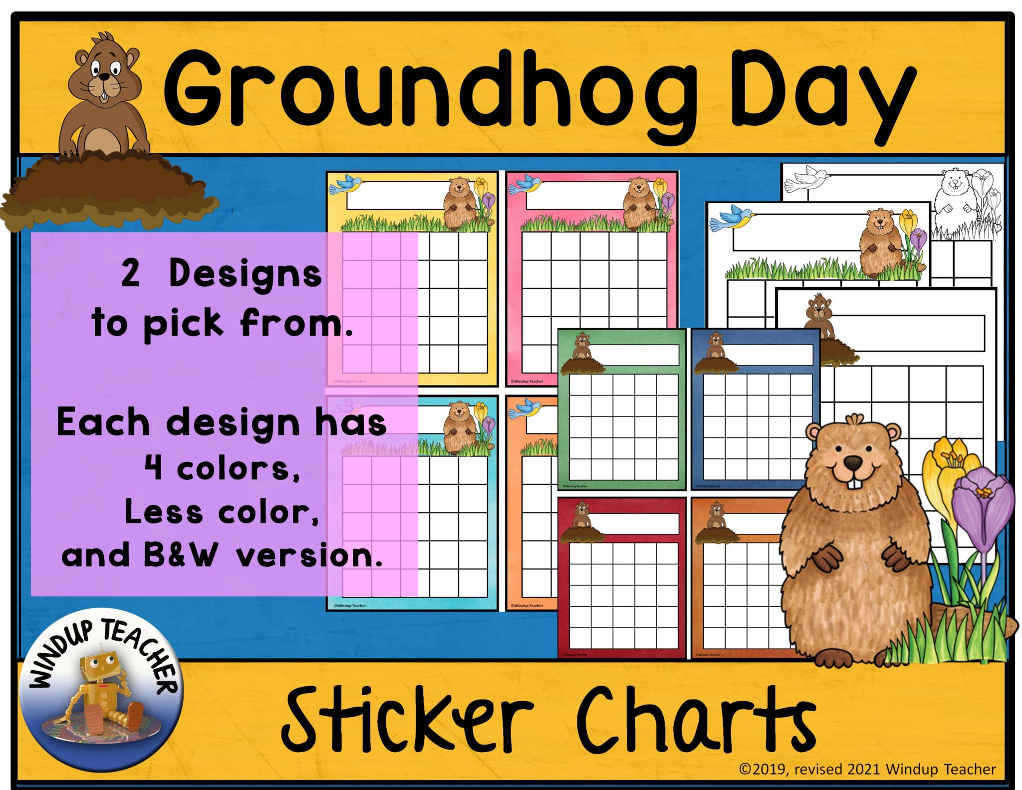 Groundhog Sticker Charts | 2 Designs in Multiple Colors - Made By Teachers