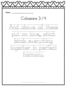 Bible Verse Copywork About Love in Print | Made By Teachers