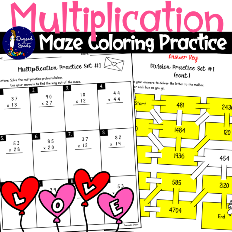 Multiplication Maze Coloring Practice - Made By Teachers