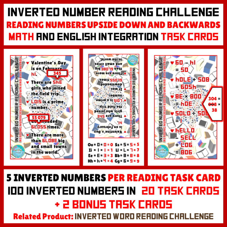 Inverted Number Reading Challenge Task Cards | Made By Teachers