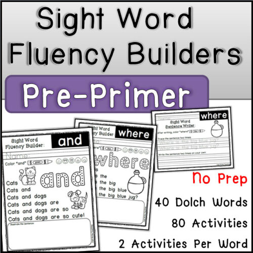 Sight Word Fluency Builders (Dolch Pre-Primer) - Made By Teachers