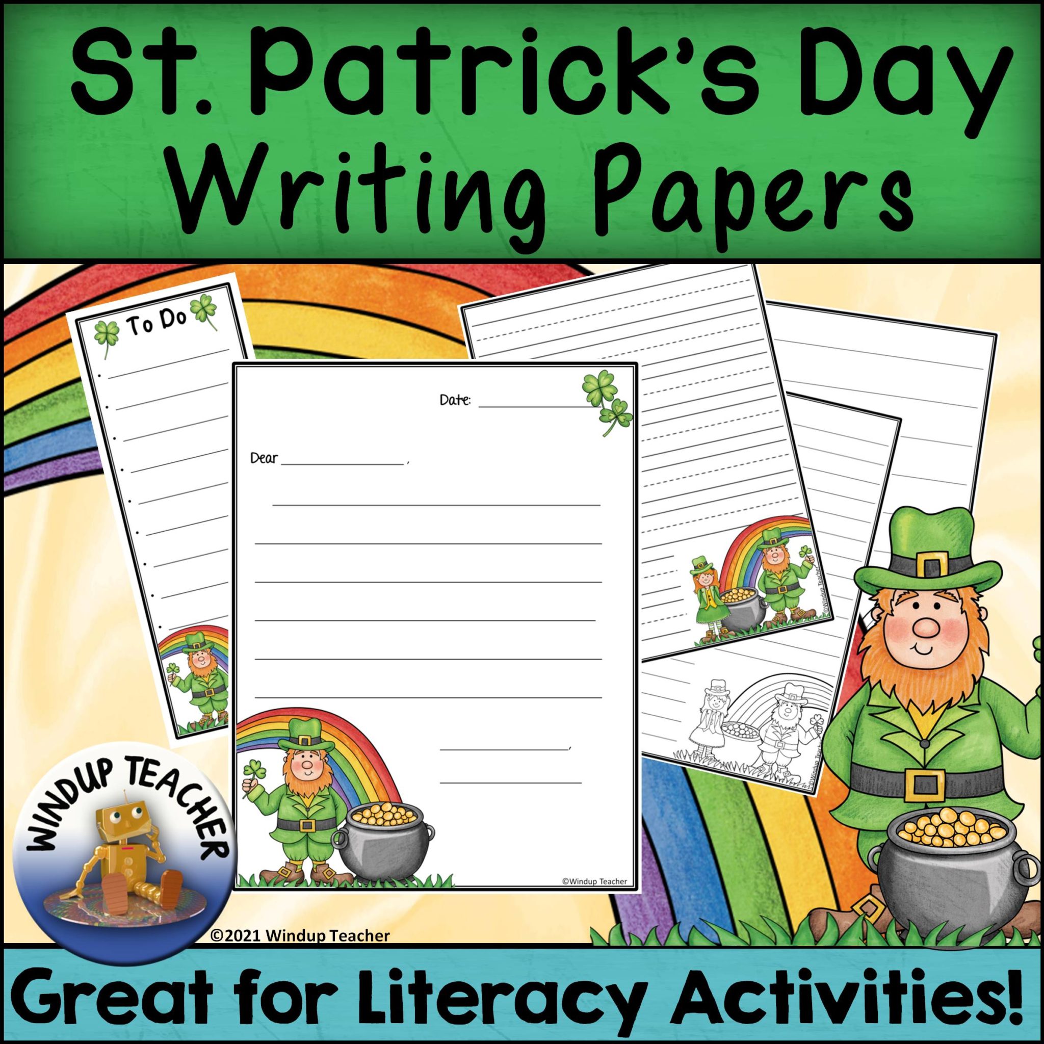 Leprechaun Writing Paper | Color & B&W Activity Sheets for St. Patrick ...