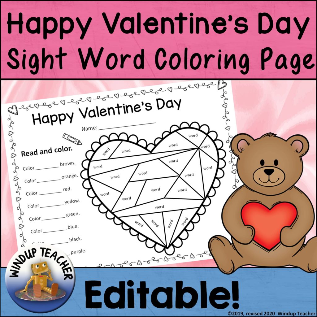 Valentine's Day Sight Word Activity | Editable | Made By Teachers