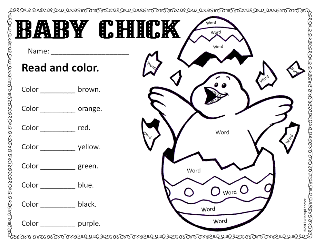 Easter Rabbit Chick Color the Word | Editable | Made By Teachers