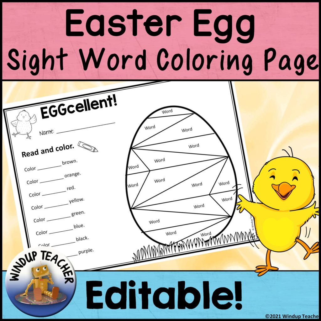 Spring Sight Word Activity - Easter Egg Color the Word Activity Sheet ...