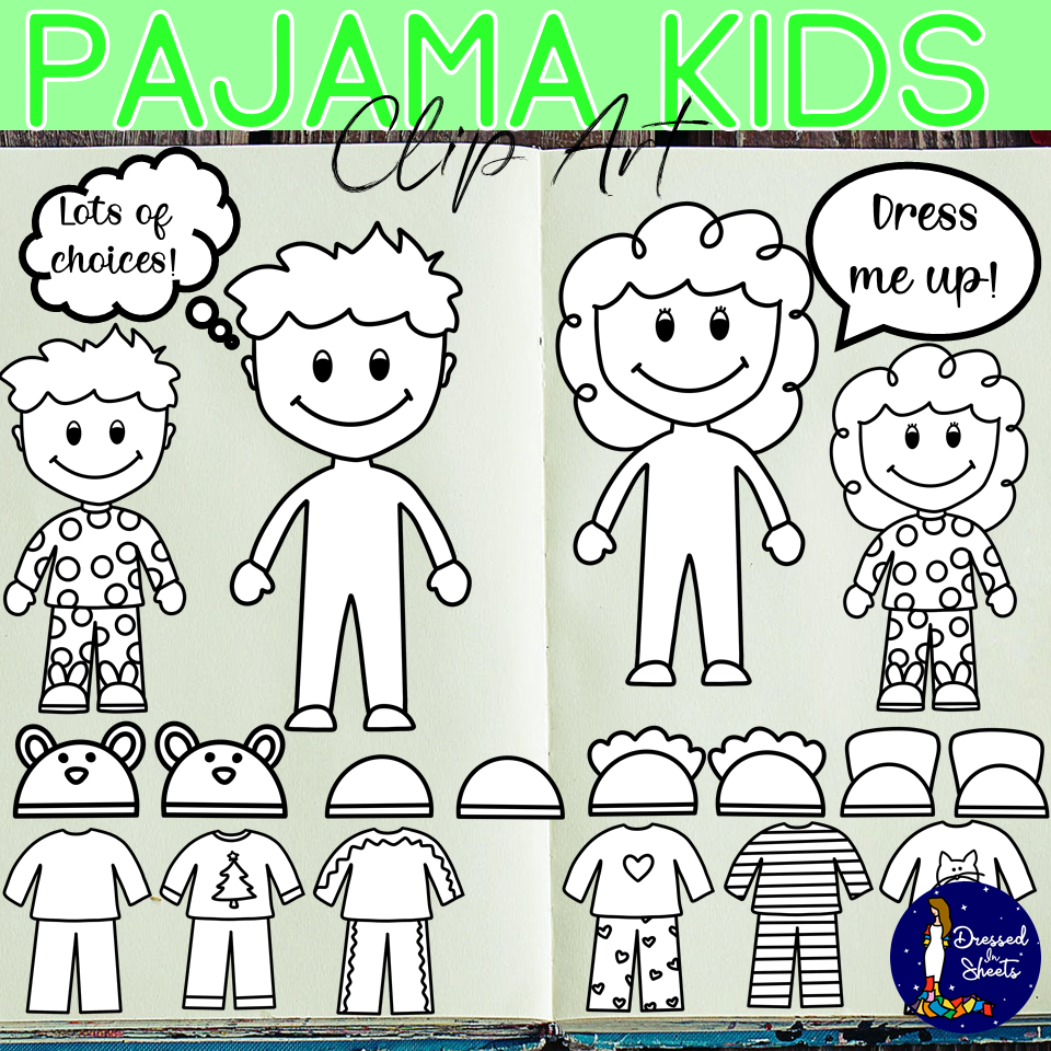 Dress Up Pajama Kids Clip Art | Made By Teachers