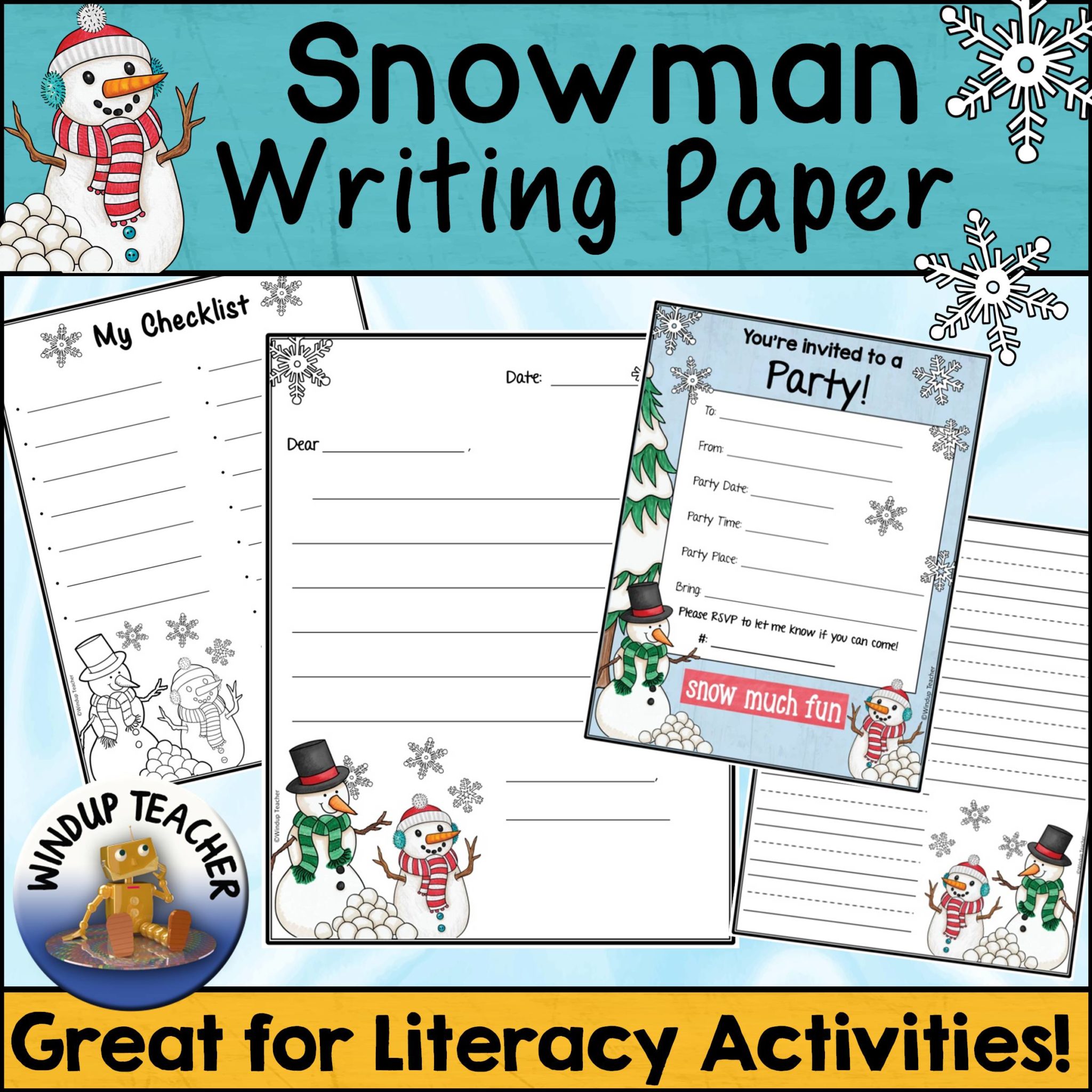 Snowman Writing Paper | Color & B&W Sheets - Made By Teachers