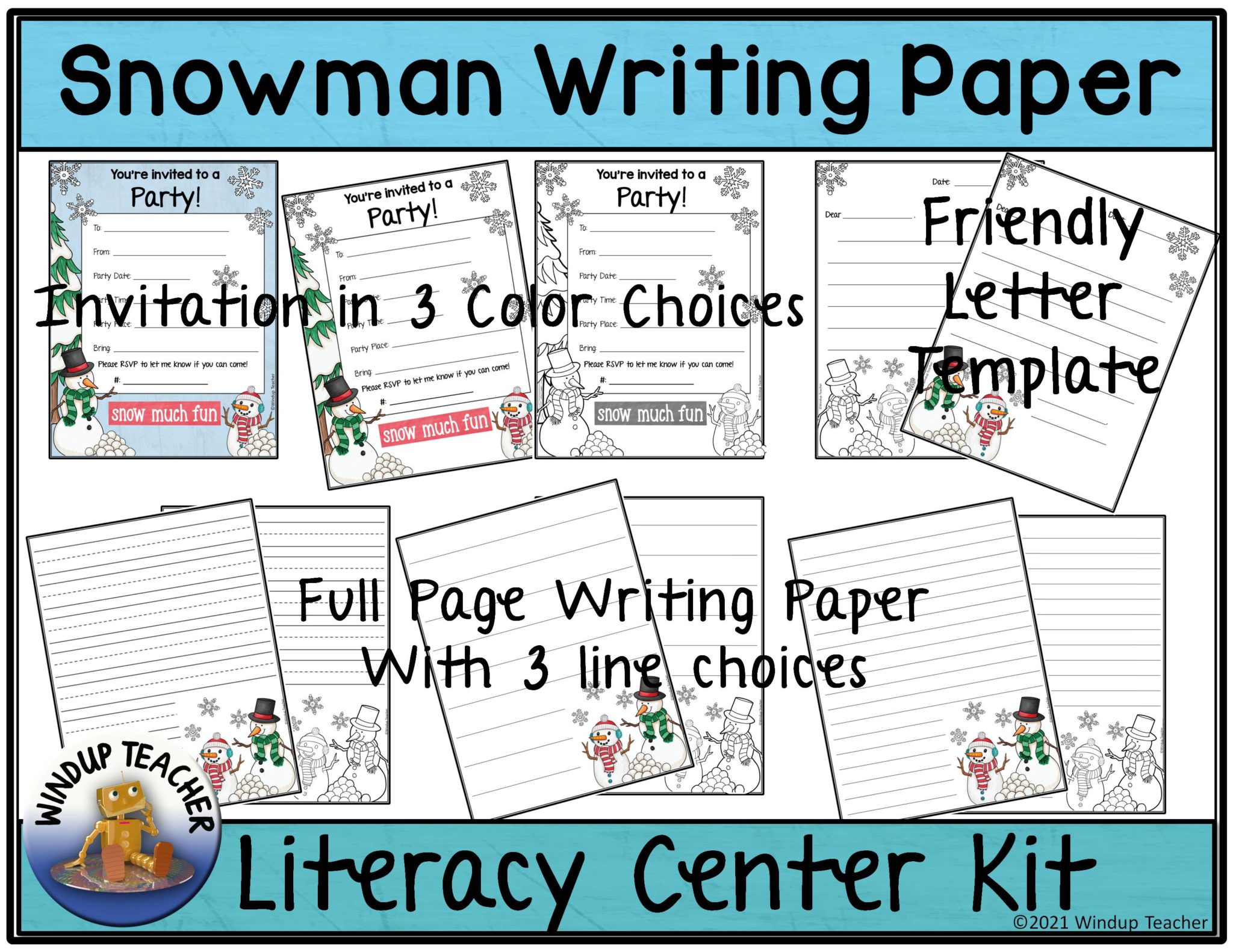 Snowman Writing Paper | Color & B&W Sheets - Made By Teachers
