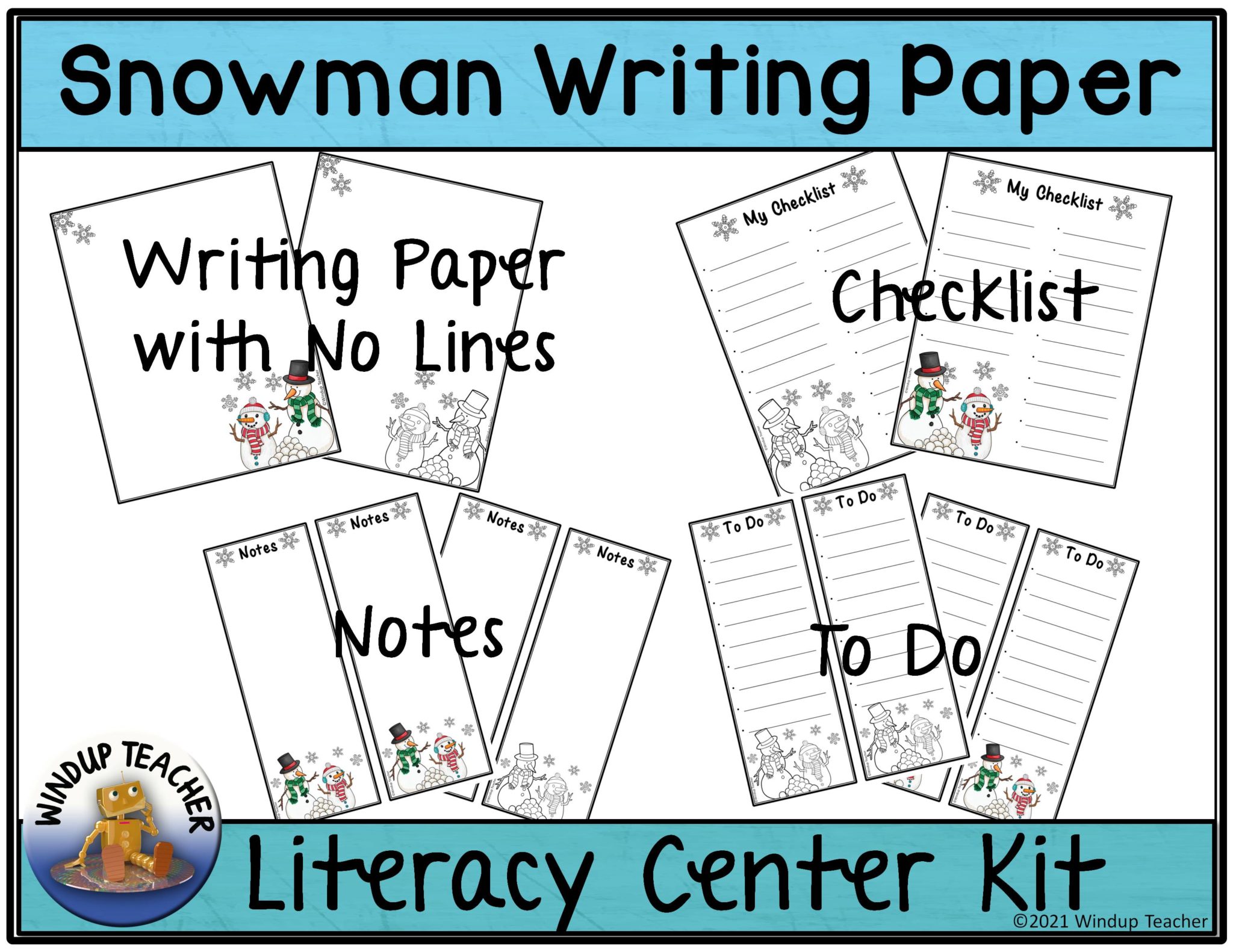 Snowman Writing Paper | Color & B&W Sheets - Made By Teachers