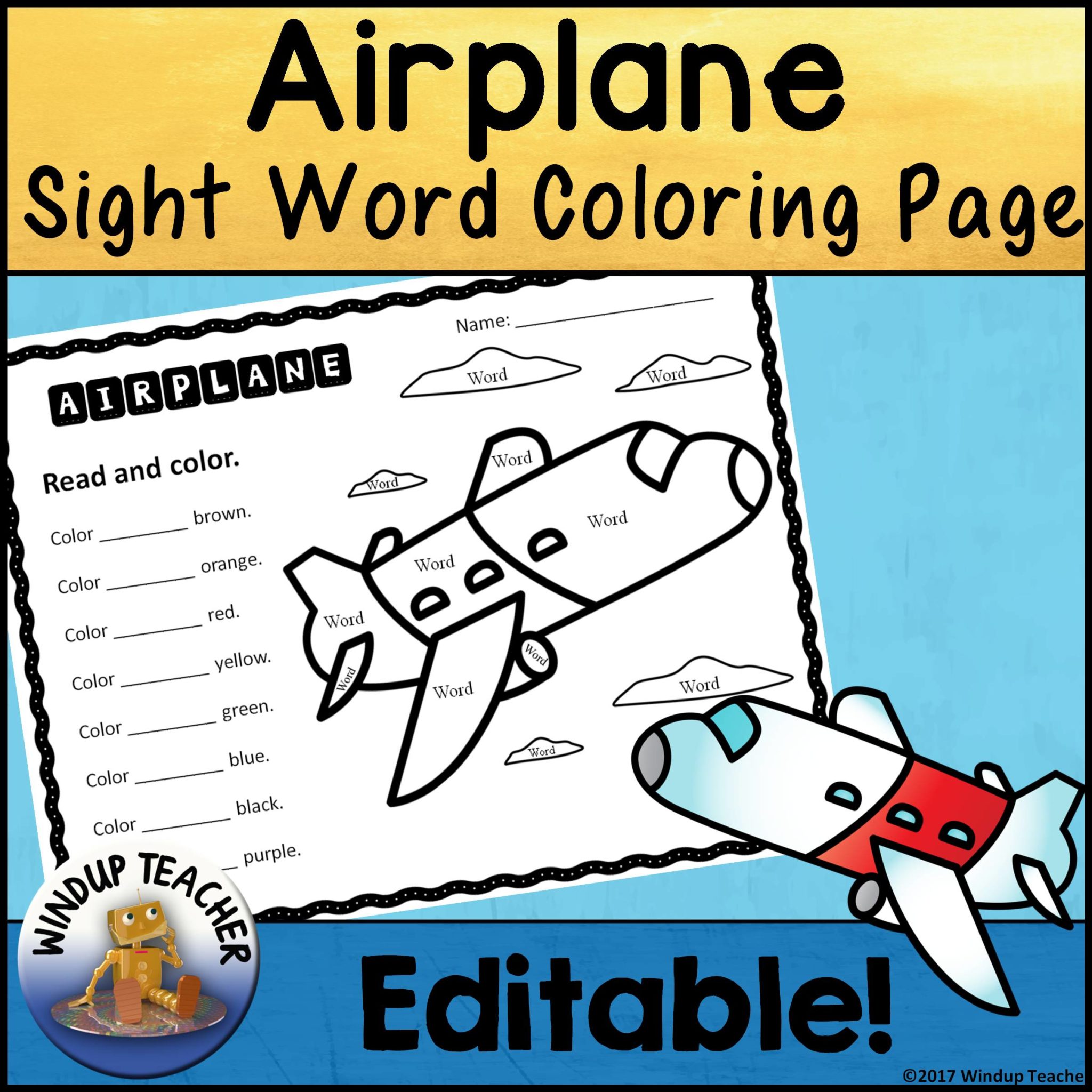 Airplane Sight Word Activity | Editable | Made By Teachers