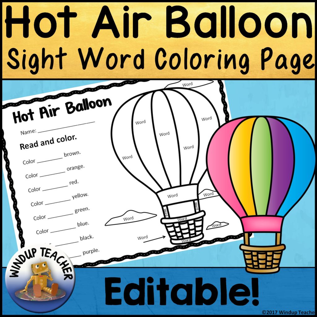 Hot Air Balloon Sight Word Activity | Editable | Made By Teachers