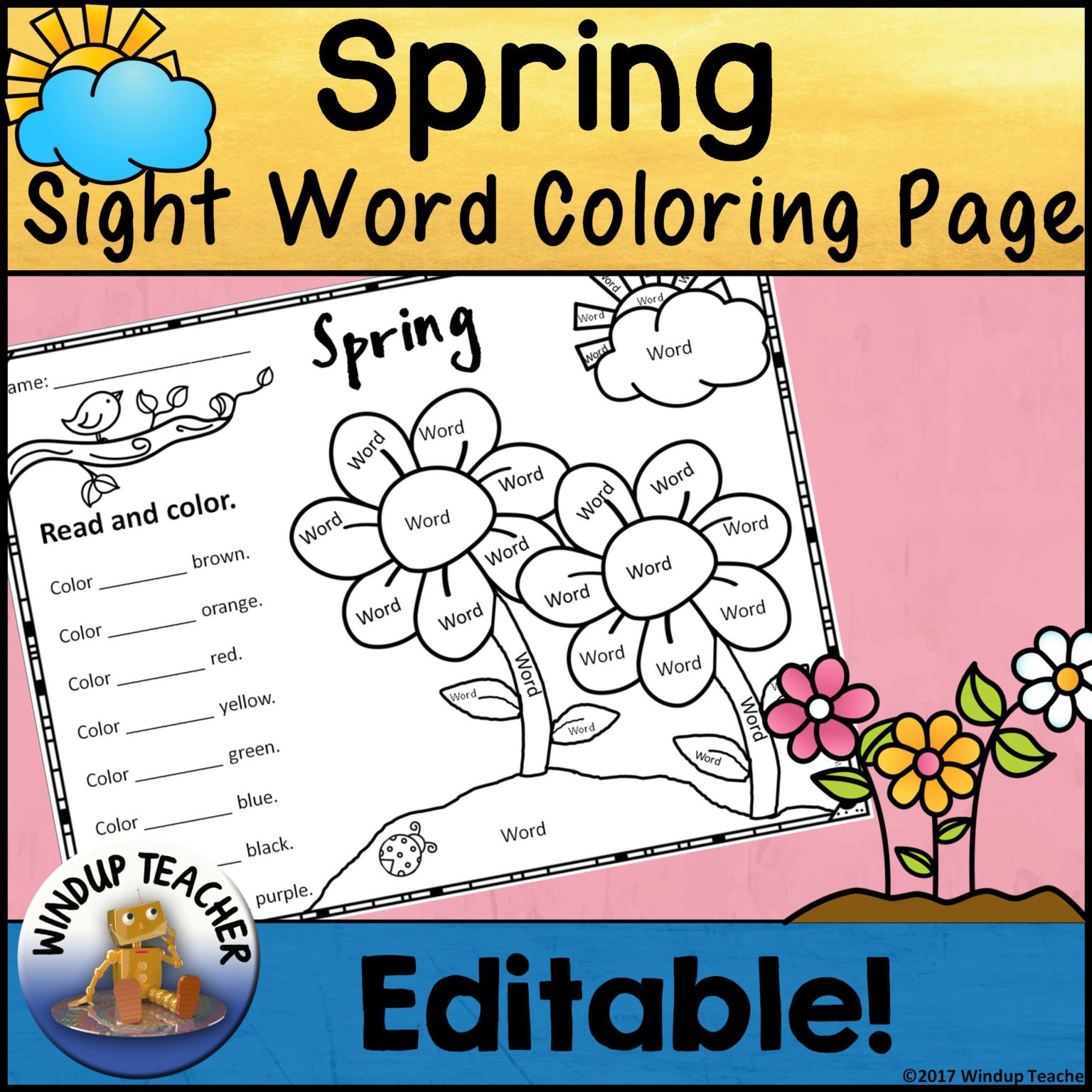 Spring Sight Word Sheet | Editable - Made By Teachers