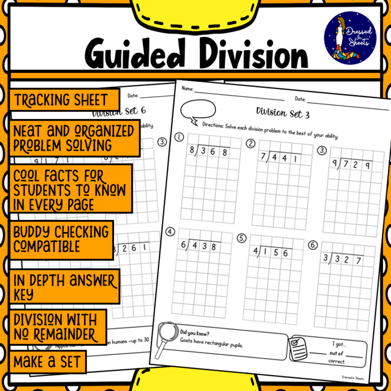 Guided Division Worksheets with NO REMAINDER | Made By Teachers