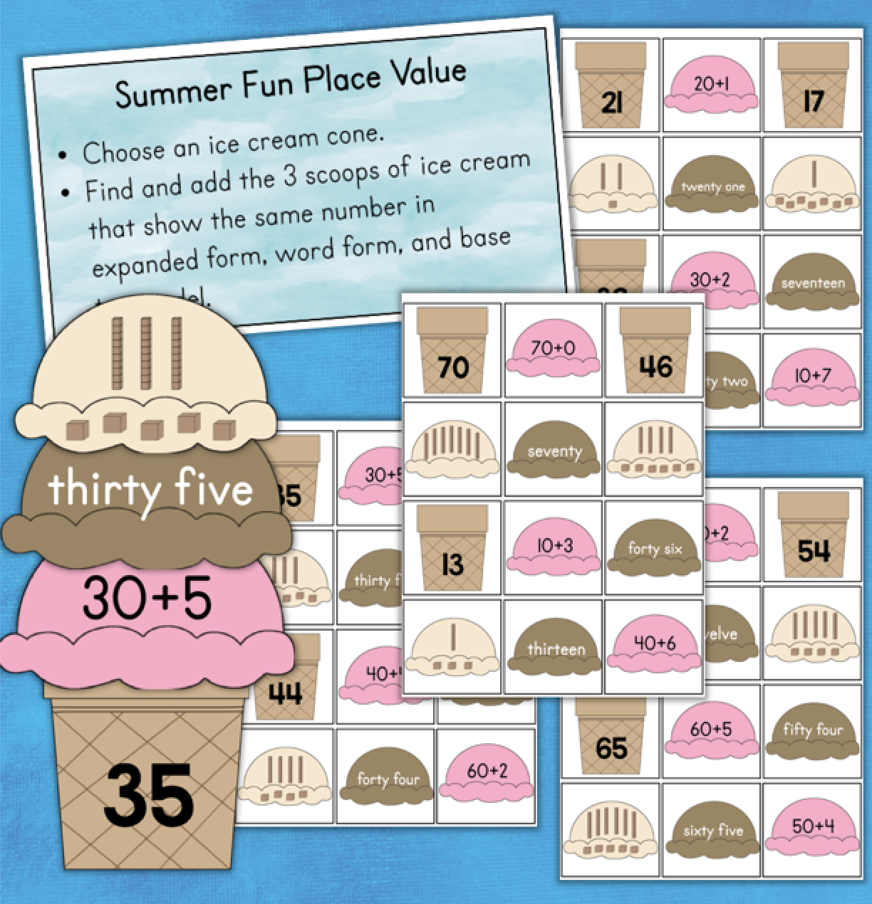 Summer Beach Activities Write the Room Place Value - Made By Teachers