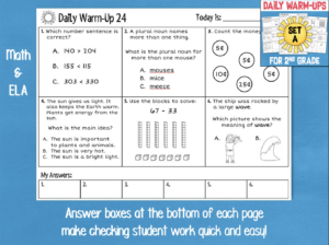 2nd Grade Morning Work SET 1 Daily ELA & Math - Made By Teachers