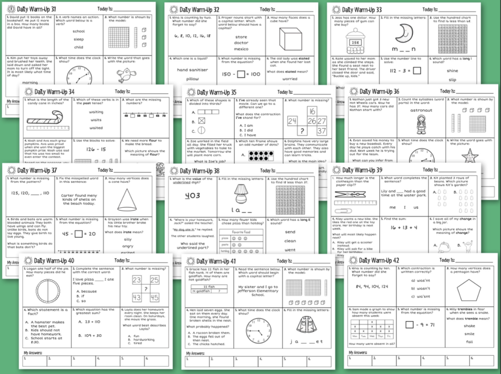 2nd Grade Morning Work SET 2 Daily ELA & Math | Made By Teachers
