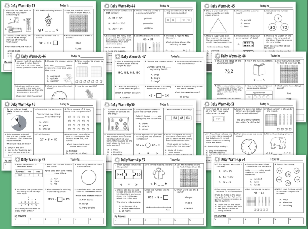 2nd Grade Morning Work SET 2 Daily ELA & Math | Made By Teachers
