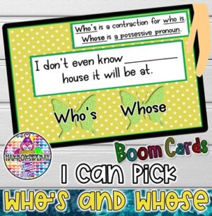 Who's and Whose BOOM CARDS | Made By Teachers