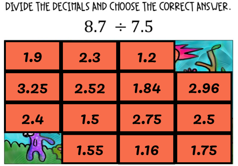 Dividing Decimals Picture Reveal Boom Cards | Made By Teachers