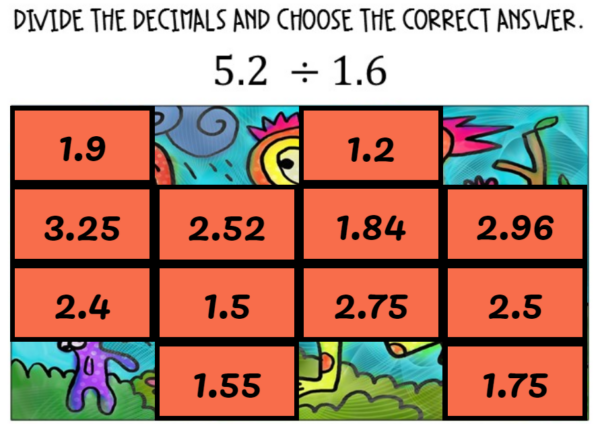 Dividing Decimals Picture Reveal Boom Cards | Made By Teachers