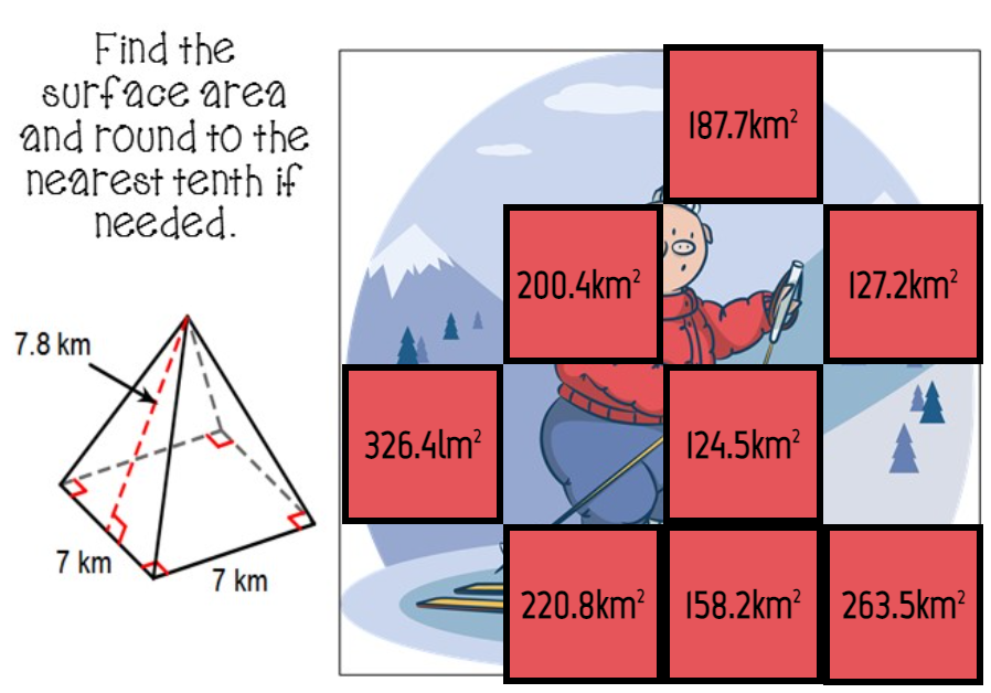 Surface Area of Pyramids Picture Reveal Boom Cards - Made By Teachers