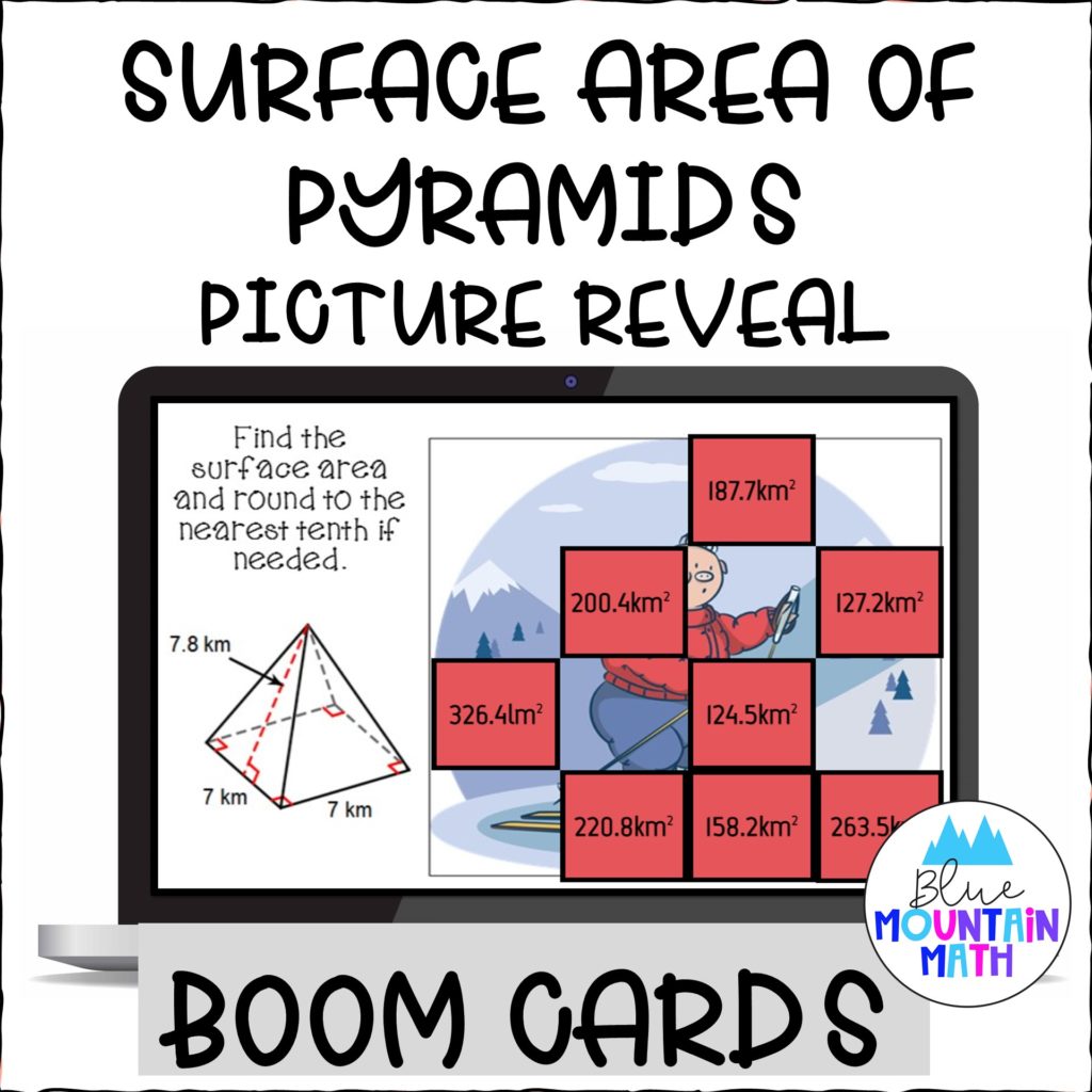 Surface Area of Pyramids Picture Reveal Boom Cards | Made By Teachers